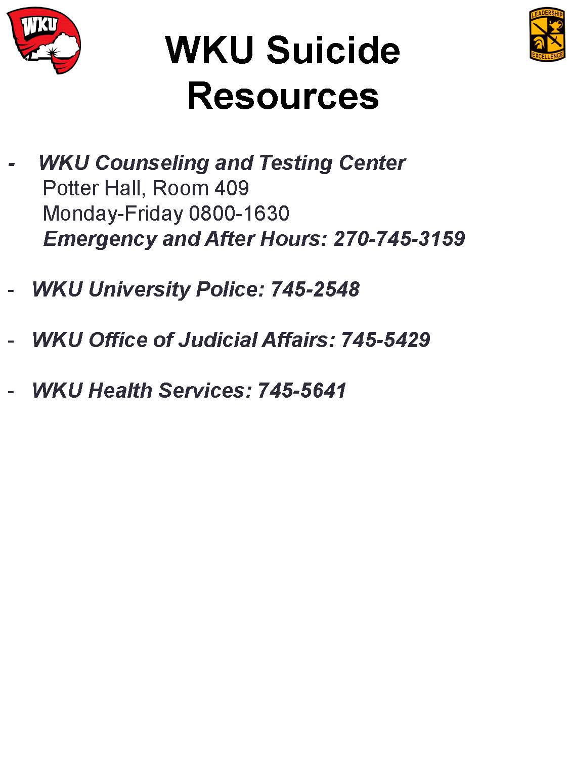 Military Science | Western Kentucky University